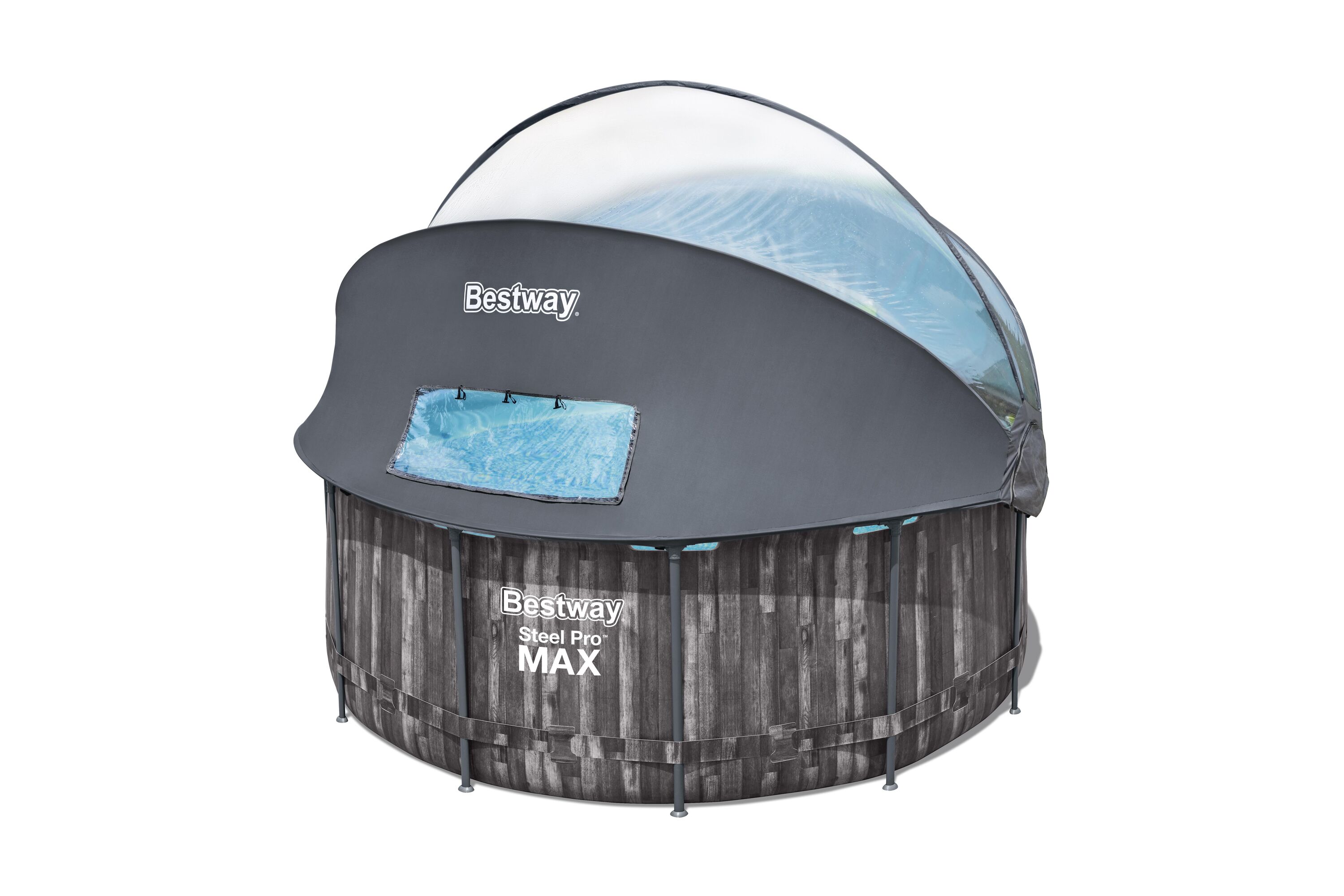 Steel Pro MAX bovengrondse ronde set van 366x122 cm met zonnescherm ...